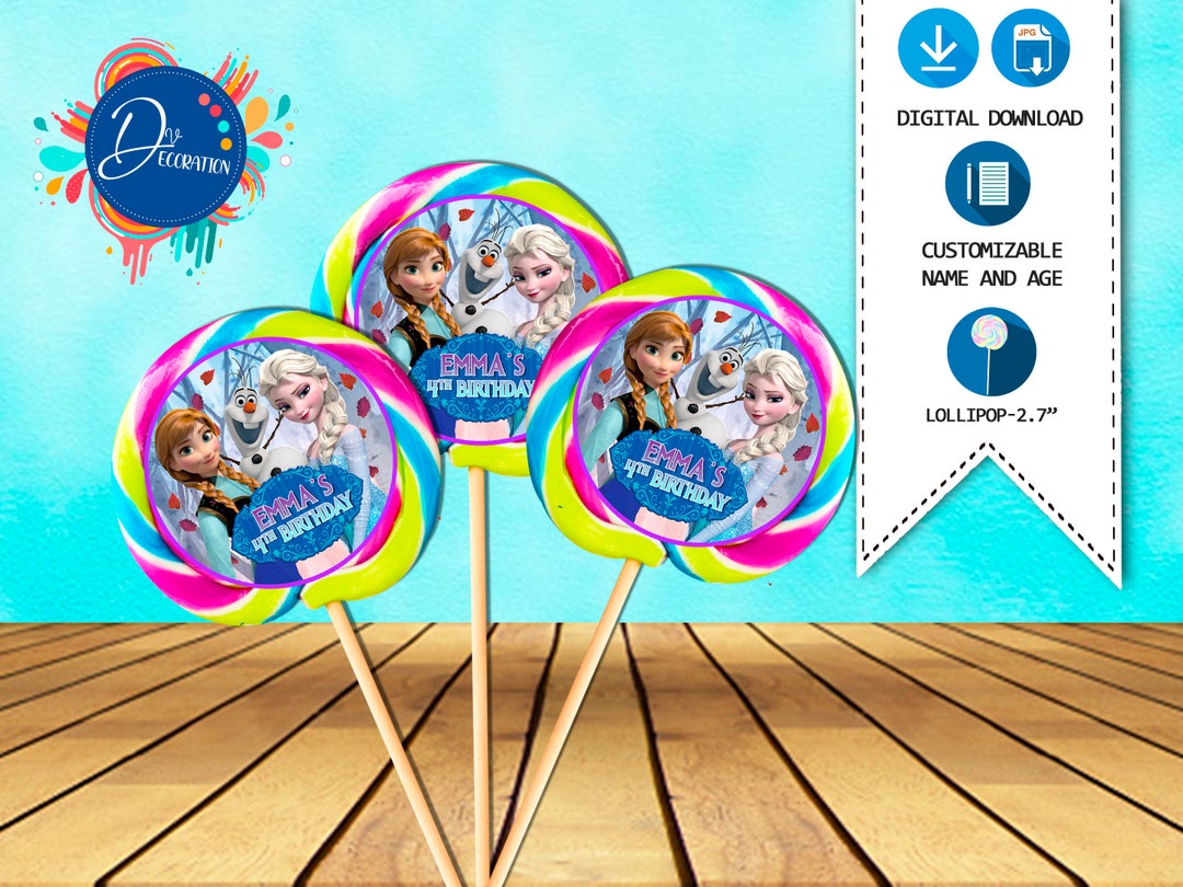 Frozen Lollipop, Labels for Birthday Party-printable DIGITAL DOWNLOAD ...
