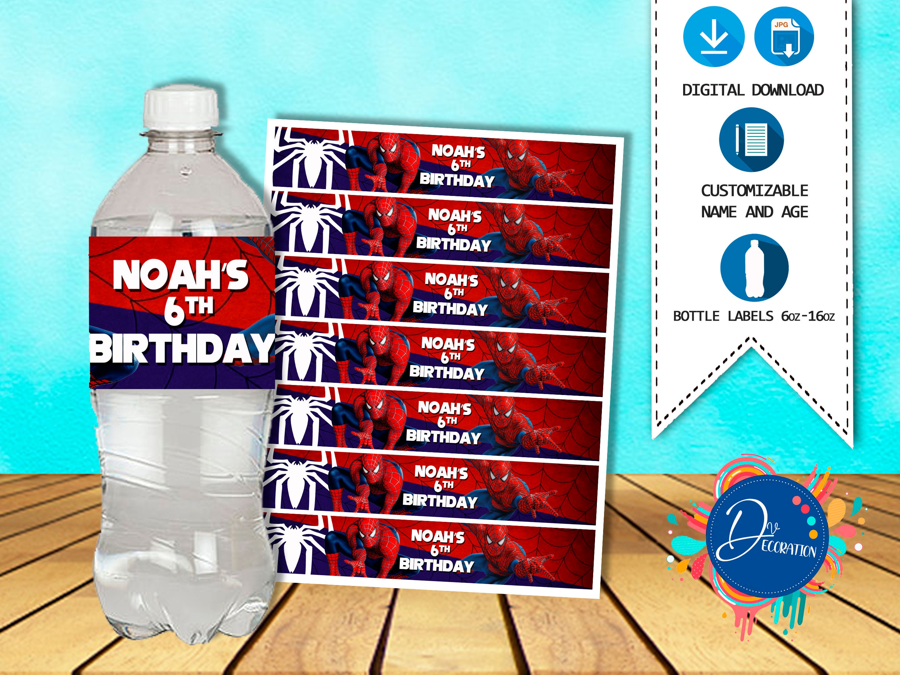 Spiderman Pack 5 Labels for Birthday Party Printable DIGITAL - Etsy