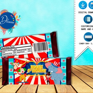 Circus Pack 5 Labels for Birthday Party -printable DIGITAL DOWNLOAD ...