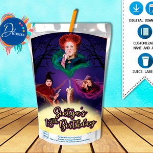 Hocus Pocus Halloween Labels for Birthday Party Pack Printable DIGITAL ...