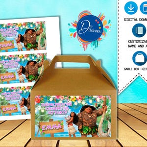 Moana Pack 5 Labels for Birthday -printable DIGITAL DOWNLOAD Chip Bag ...