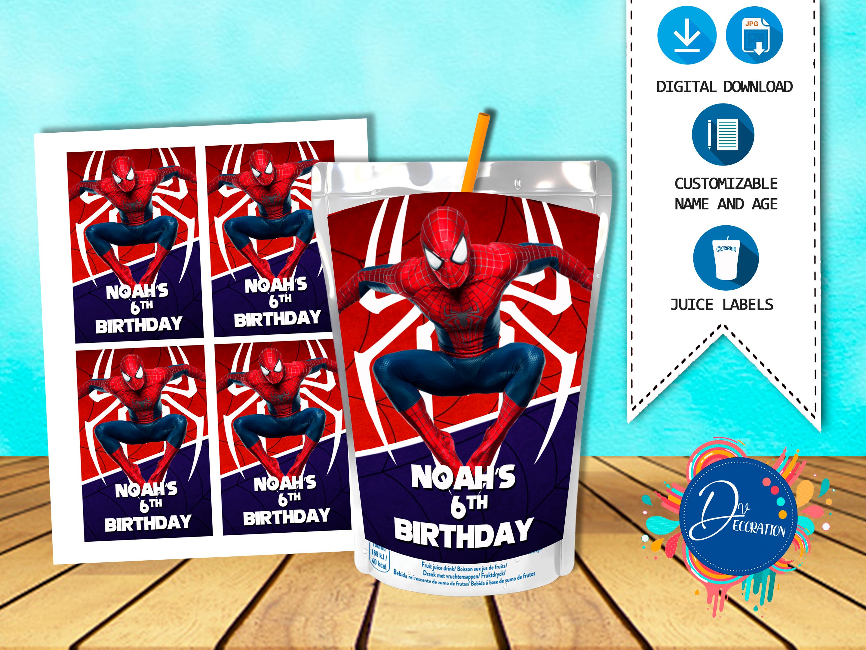 Spiderman Pack 3 Labels for Birthday Party Printable DIGITAL - Etsy
