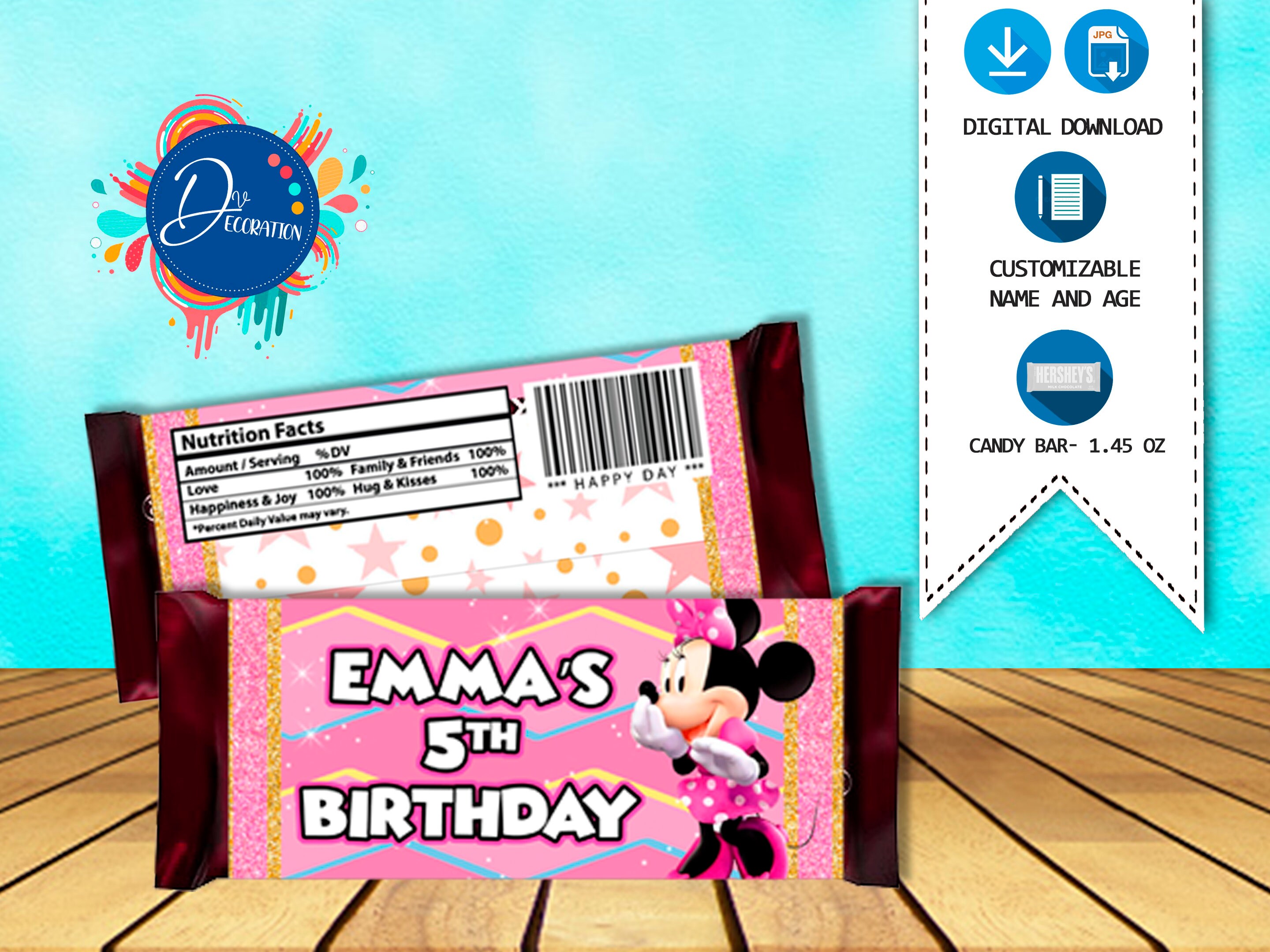 Minnie Mouse Pink Pack 5 Labels for Birthday printable - Etsy
