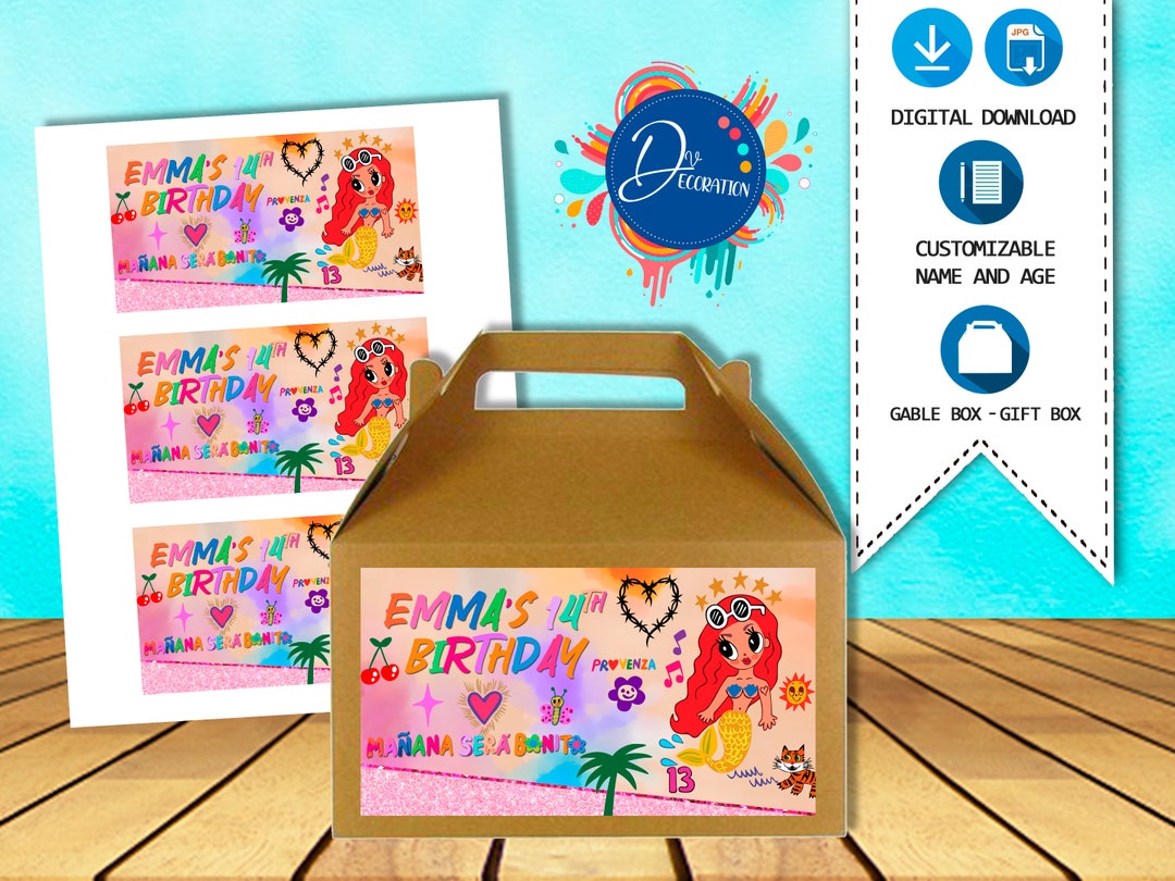 Karol G Mañana Sera Bonito Box Label, Gable Box, Labels for Birthday ...