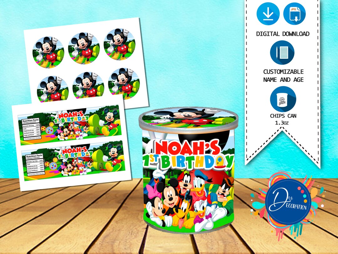 Mickey Mouse Clubhouse Chips Can, Labels for Birthday Party-printable ...