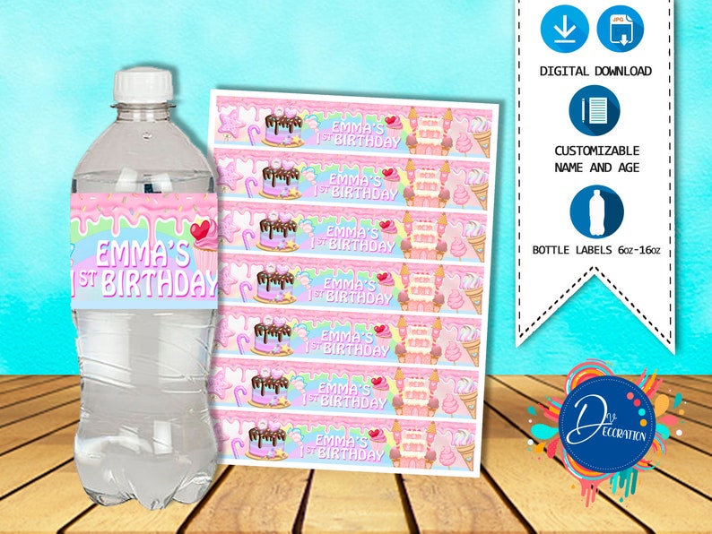 Candyland Pack 5 Labels for Birthday Party Printable DIGITAL - Etsy