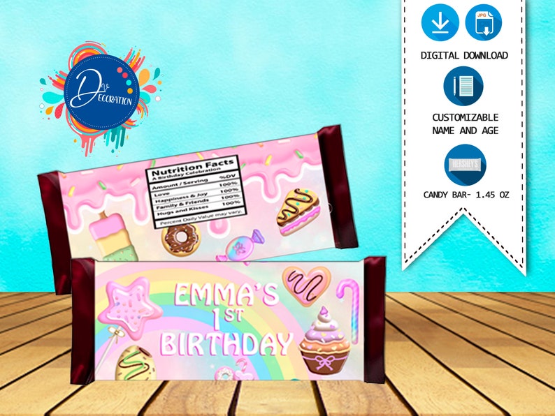 Candyland Pack 5 Labels for Birthday Party Printable DIGITAL - Etsy