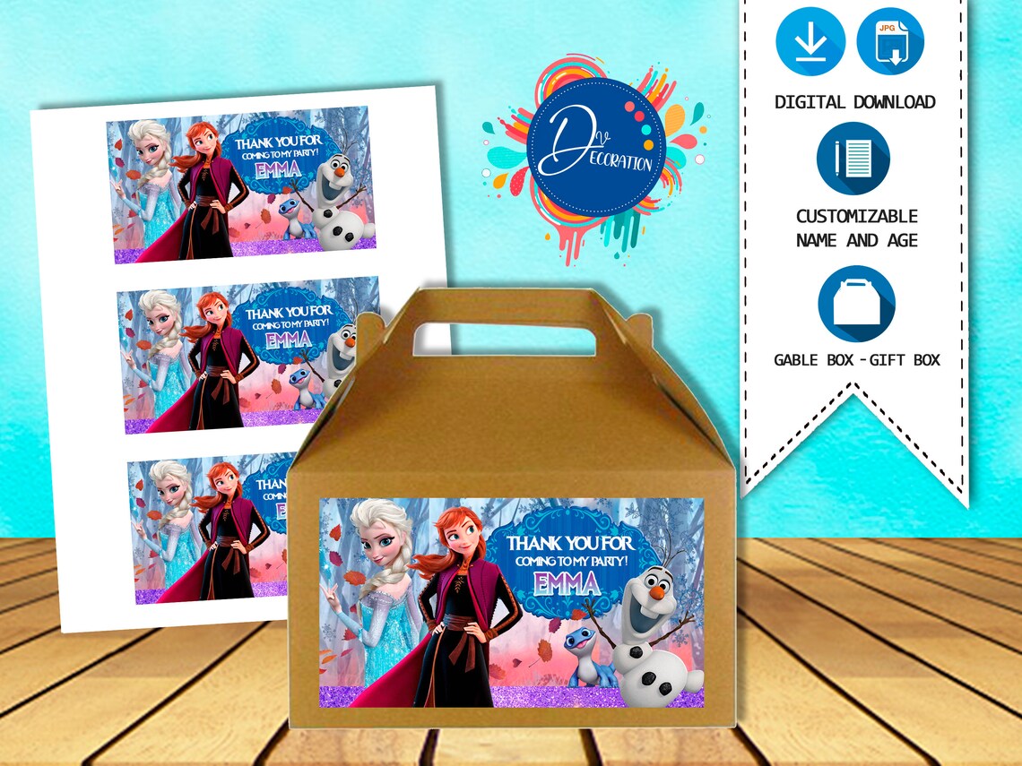 Frozen Pack 5 Labels for Birthday Party Printable DIGITAL - Etsy
