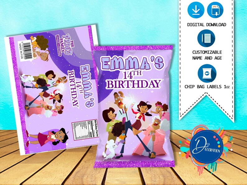The Proud Family Chip Bags Labels for Birthday Party - Etsy