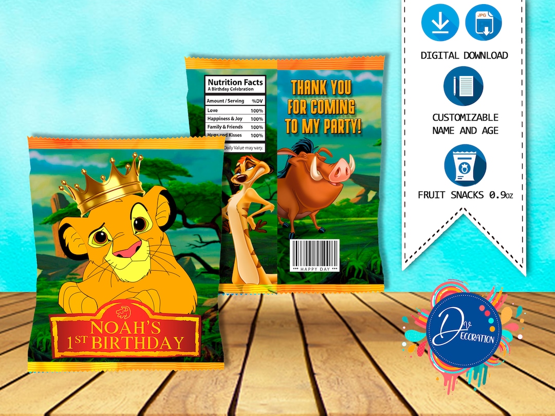 The Lion King Fruit Snacks Labels For Birthday Party Printable Digital