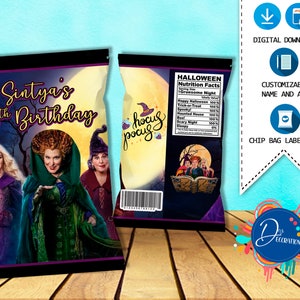 Hocus Pocus Halloween Labels for Birthday Party Pack Printable DIGITAL ...
