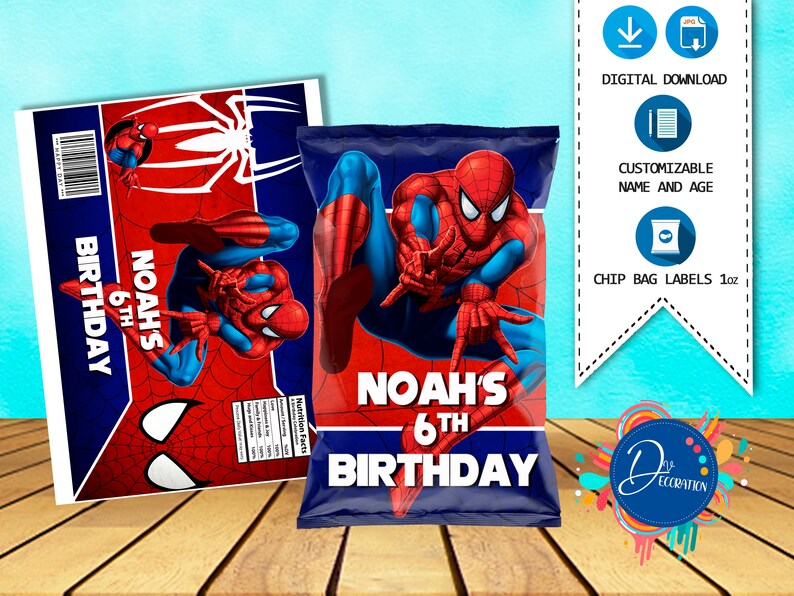 Spiderman Pack 5 Labels for Birthday Party Printable DIGITAL - Etsy