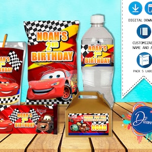 Cars Pack 5 Labels for Birthday Party - Printable DIGITAL DOWNLOAD ...