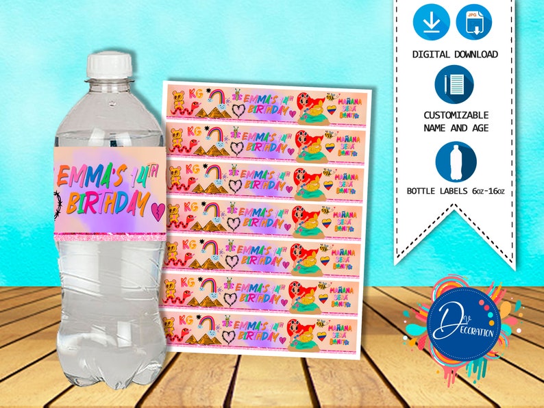Karol G Pack 5 Labels for Birthday Party Printable DIGITAL - Etsy Canada