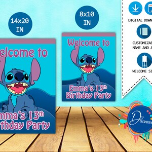 Stitch Welcome Sign, Labels for Birthday Party - Printable DIGITAL ...