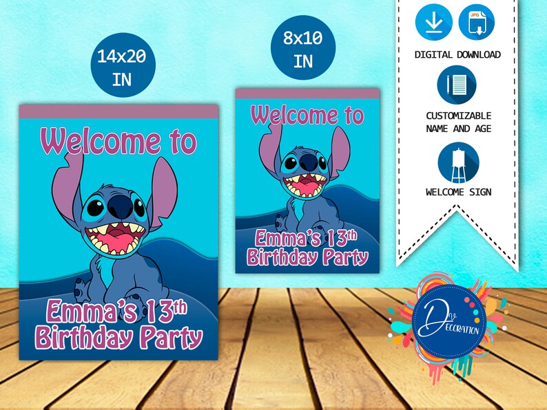 Stitch Welcome Sign Labels for Birthday Party Printable - Etsy