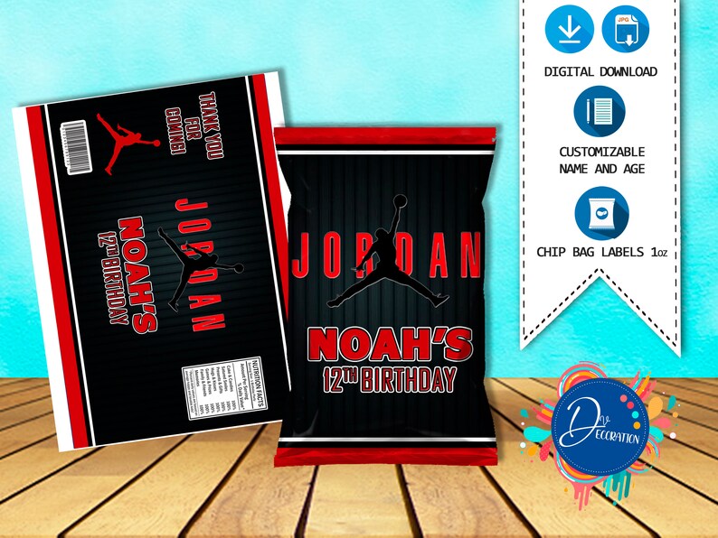 Jordan Jumpman Chip Bags Labels for Birthday Party printable - Etsy