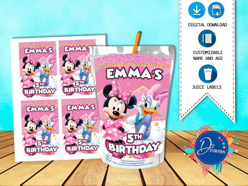 Minnie Mouse Pack 3 Labels for Birthday Party Printable - Etsy