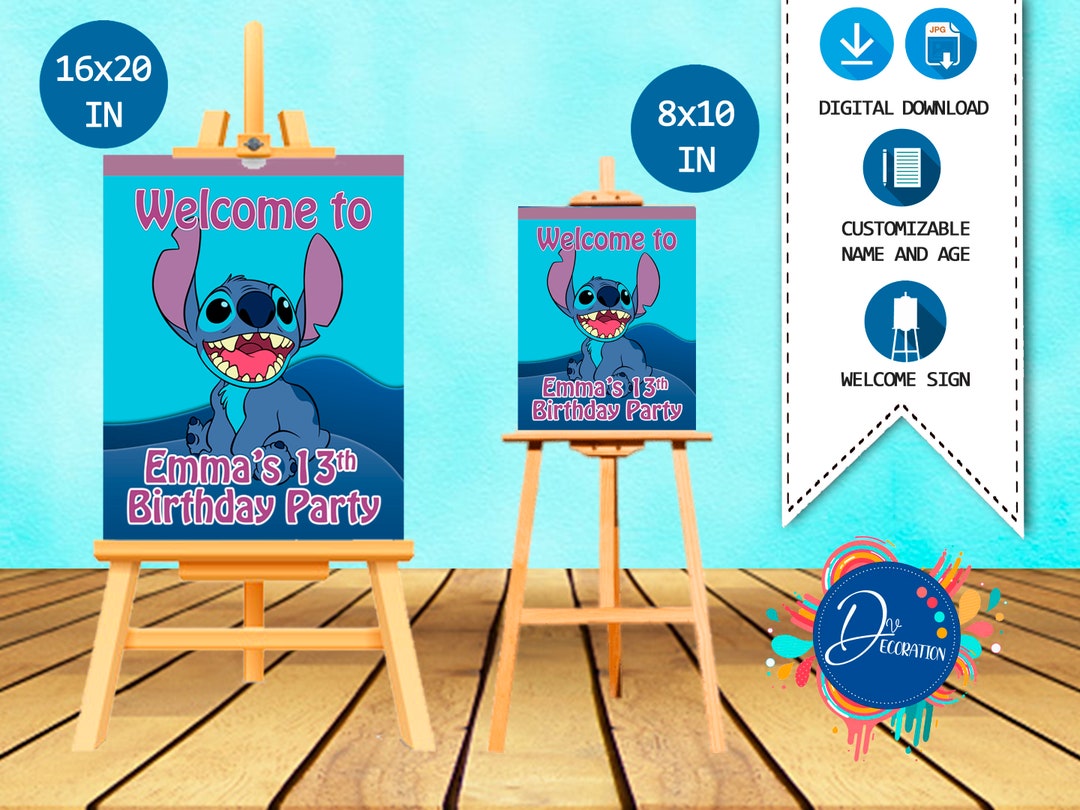 Stitch Welcome Sign, Labels for Birthday Party - Printable DIGITAL ...
