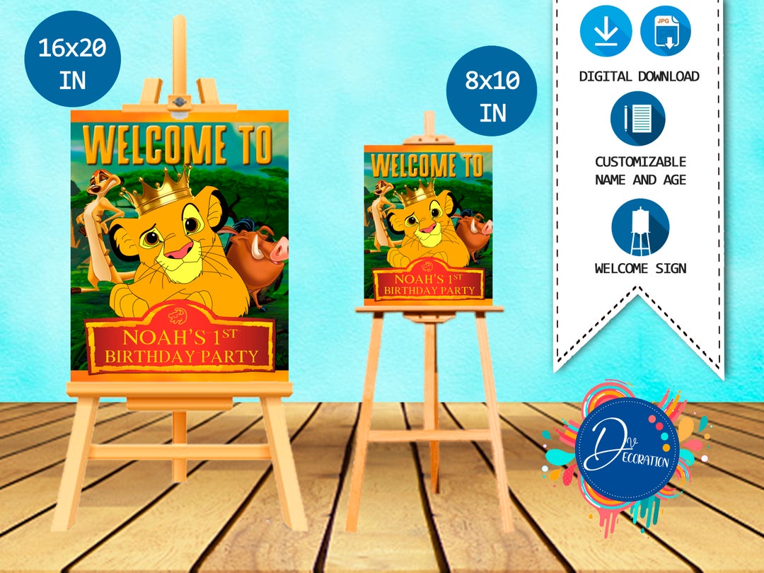 The Lion King Welcome Sign, Labels for Birthday Party - Printable ...