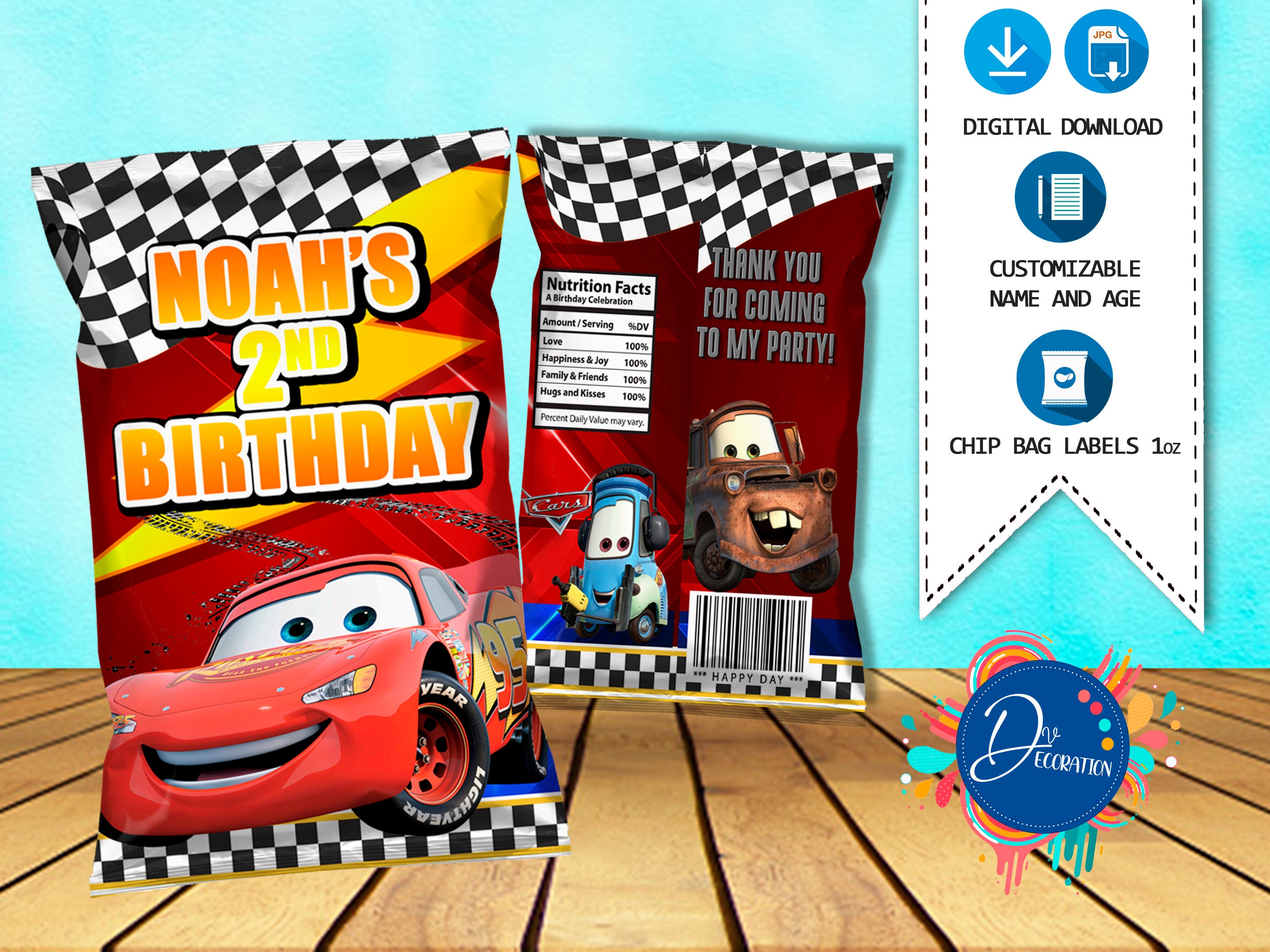 Cars Pack 3 Labels for Birthday Party Printable DIGITAL - Etsy