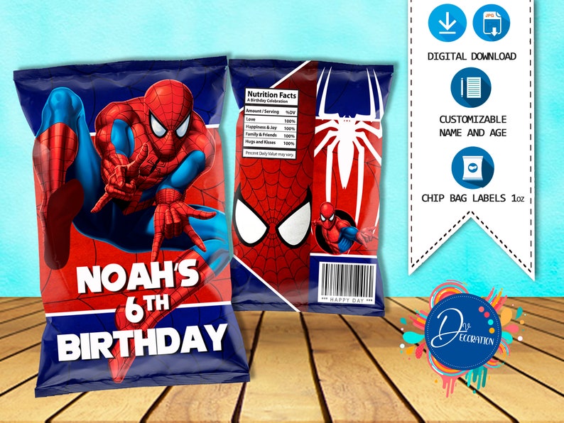 Spiderman Pack 5 Labels for Birthday Party Printable DIGITAL - Etsy