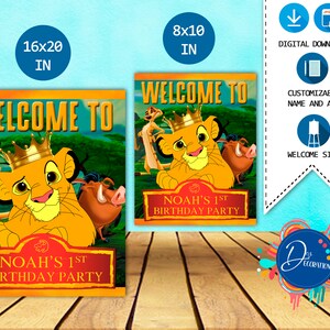 The Lion King Welcome Sign, Labels for Birthday Party - Printable ...