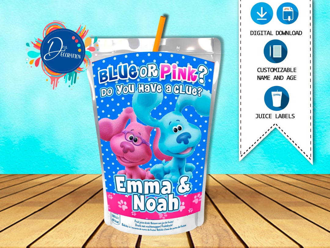 Blue's Clues Juice Label, Labels for Gender Reveal- Printable DIGITAL ...