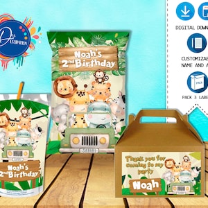 Safari Labels for Birthday Party - Printable DIGITAL DOWNLOAD - Chip ...