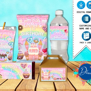 Candyland Pack 5 Labels for Birthday Party - Printable DIGITAL DOWNLOAD ...