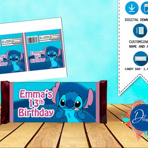 Stitch Pack 5 Labels for Birthday -printable DIGITAL DOWNLOAD Chip Bag ...