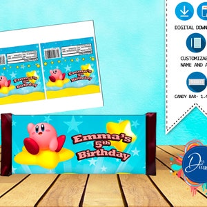 Kirby Pack 5 Labels for Birthday -printable DIGITAL DOWNLOAD Chip Bag ...