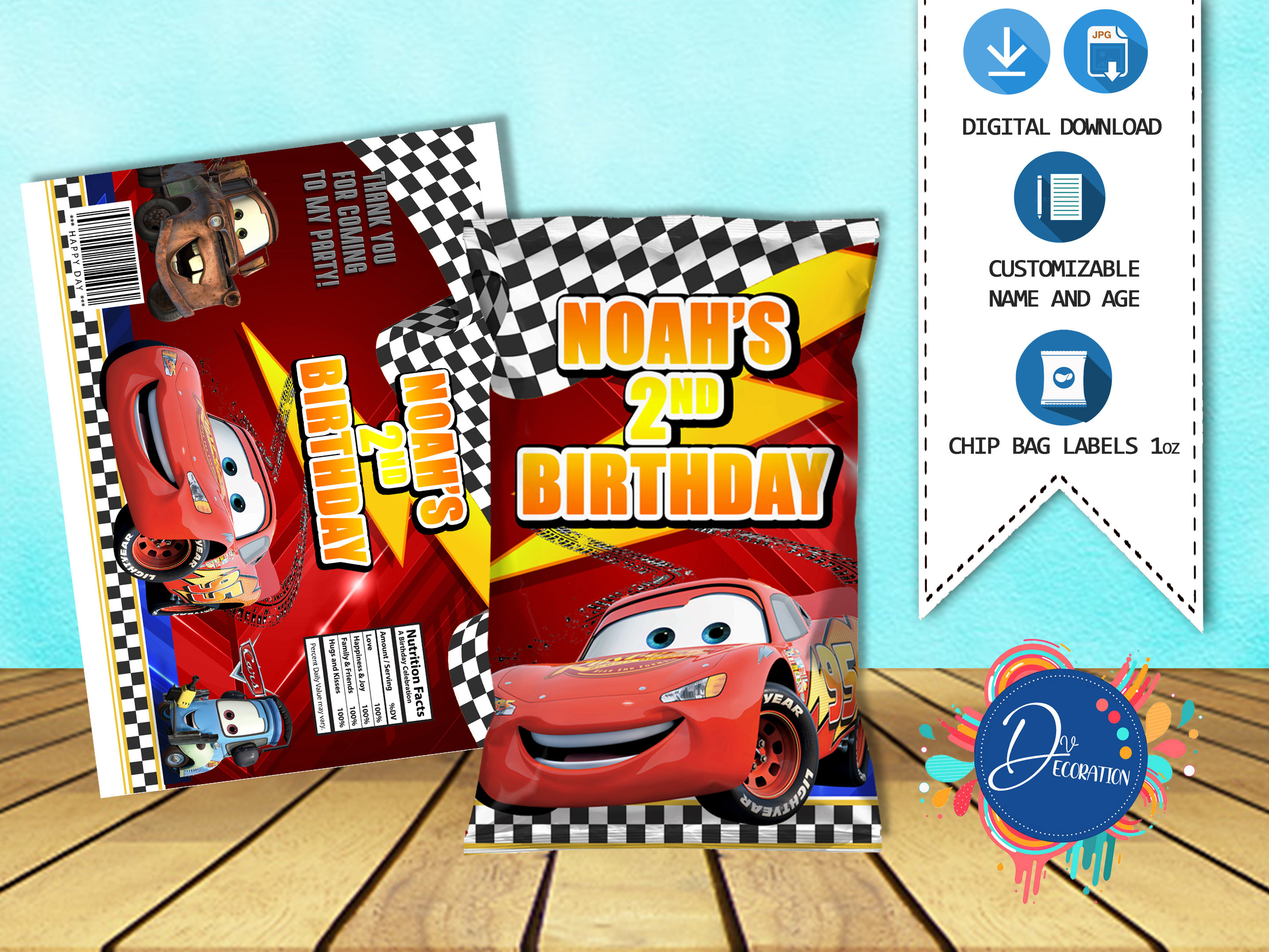 Cars Pack 3 Labels for Birthday Party Printable DIGITAL | Etsy