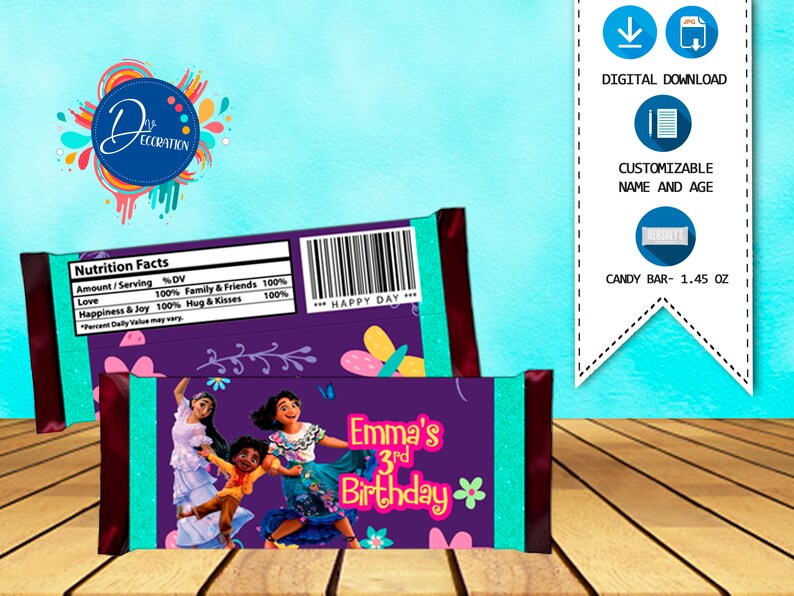 Encanto Chocolate Labels for Birthday Party-printable DIGITAL - Etsy