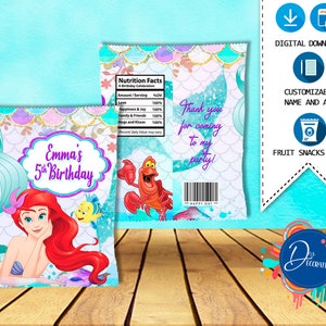Ariel the Little Mermaid Fruit Snacks Labels for Birthday - Etsy