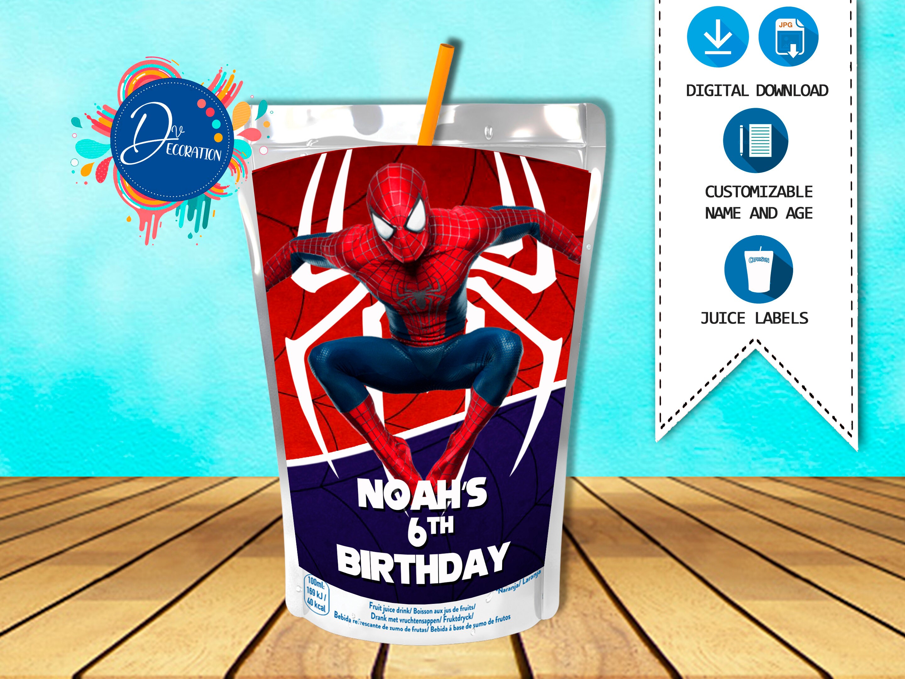 Spiderman Juice Label Labels for Birthday Party Printable - Etsy