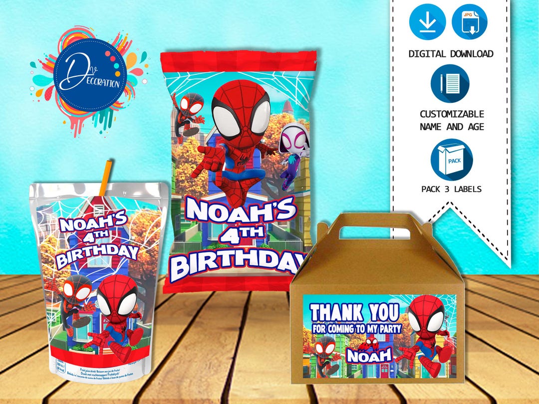 Spidey Labels for Birthday Party Pack - Printable DIGITAL DOWNLOAD ...