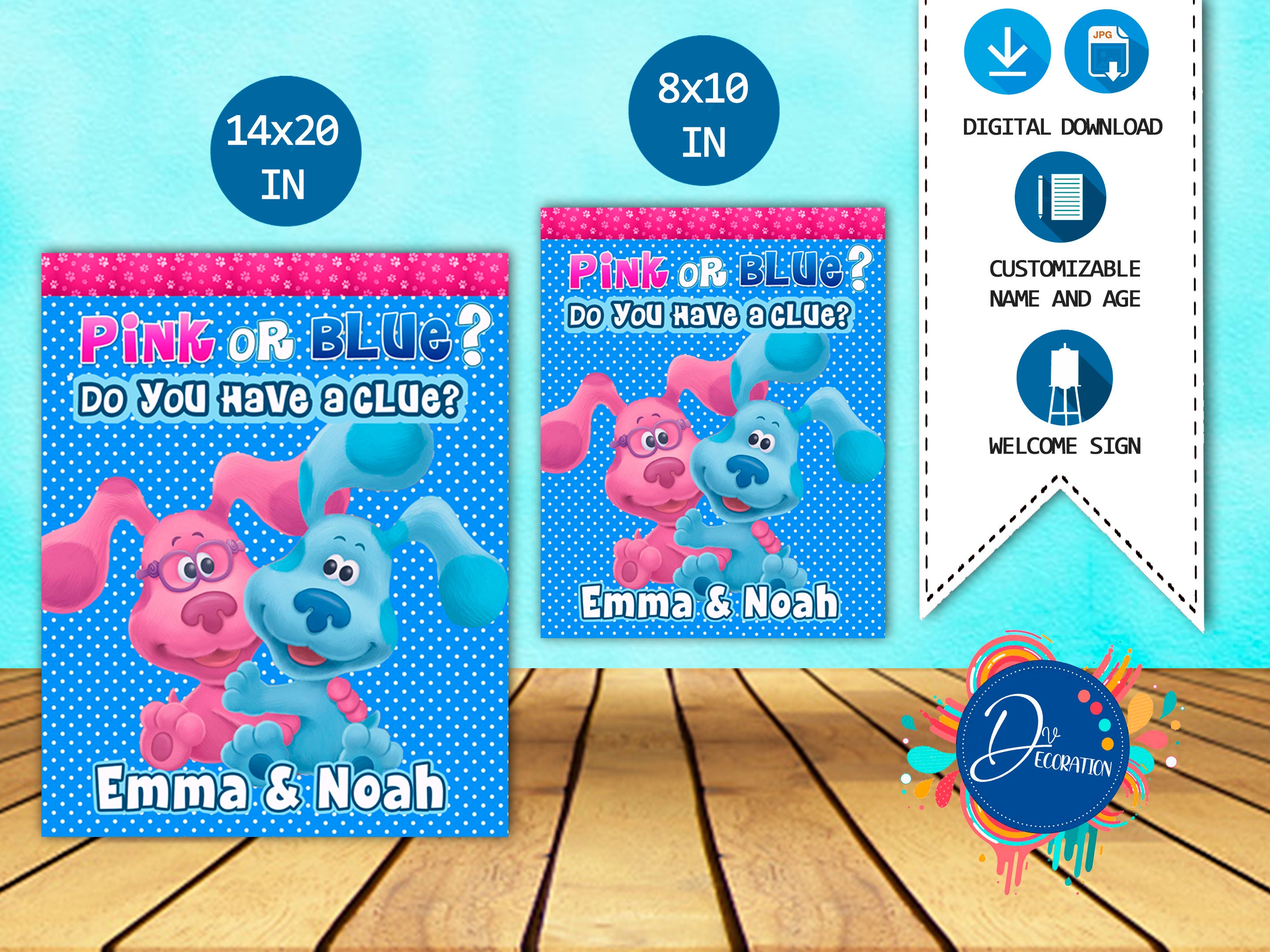 Blue's Clues Gender Reveal Welcome Sign Labels for Gender - Etsy Australia