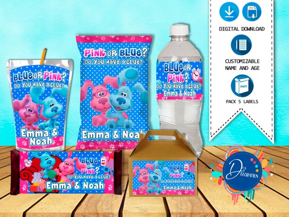 Blue's Clues Gender Reveal Pack 5 Labels for Baby Shower - Etsy Canada