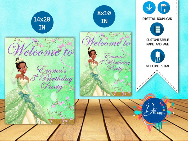 Tiana Welcome Sign Labels for Birthday Party Printable - Etsy