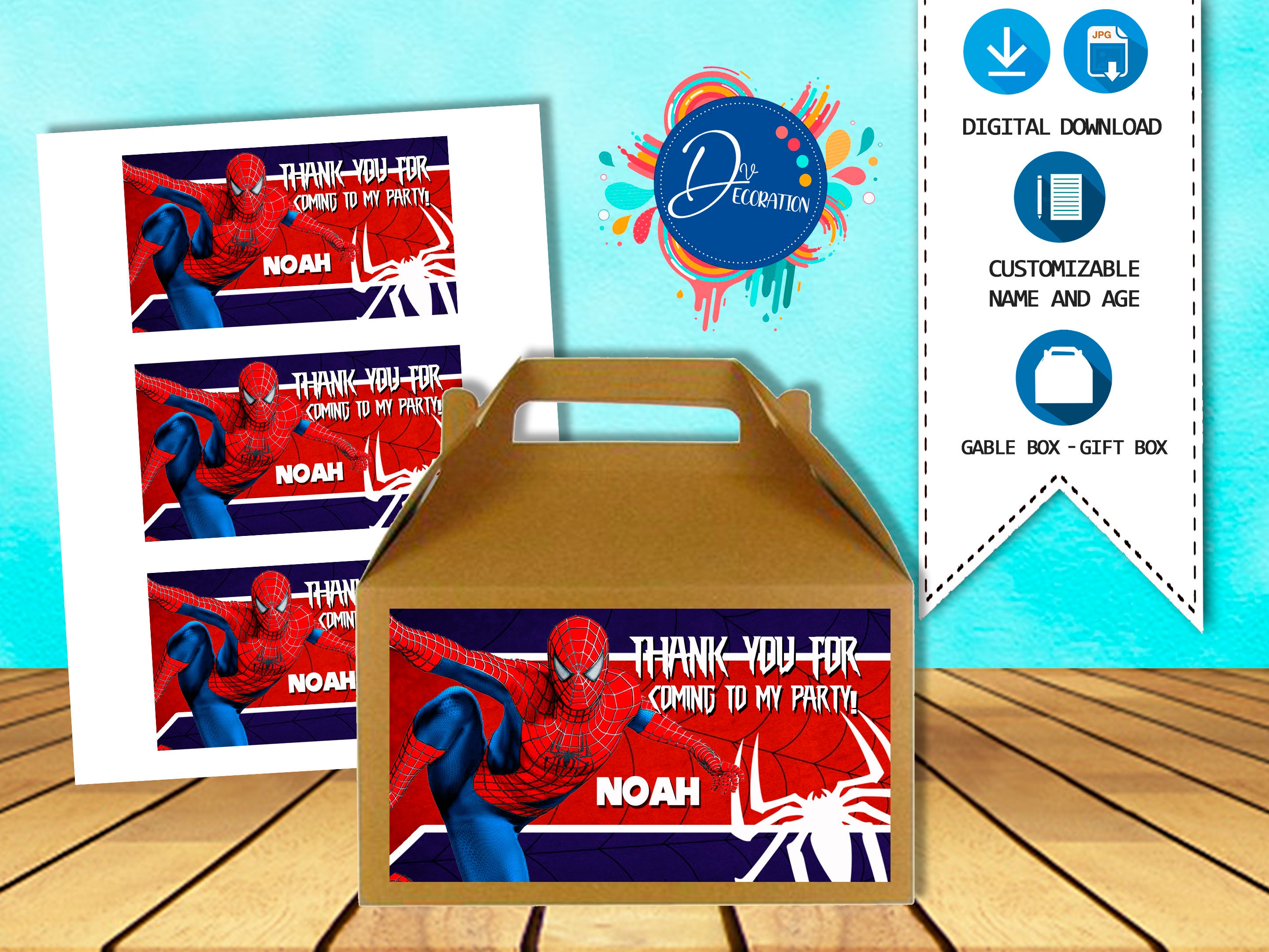 Spiderman Pack 5 Labels for Birthday Party Printable DIGITAL - Etsy