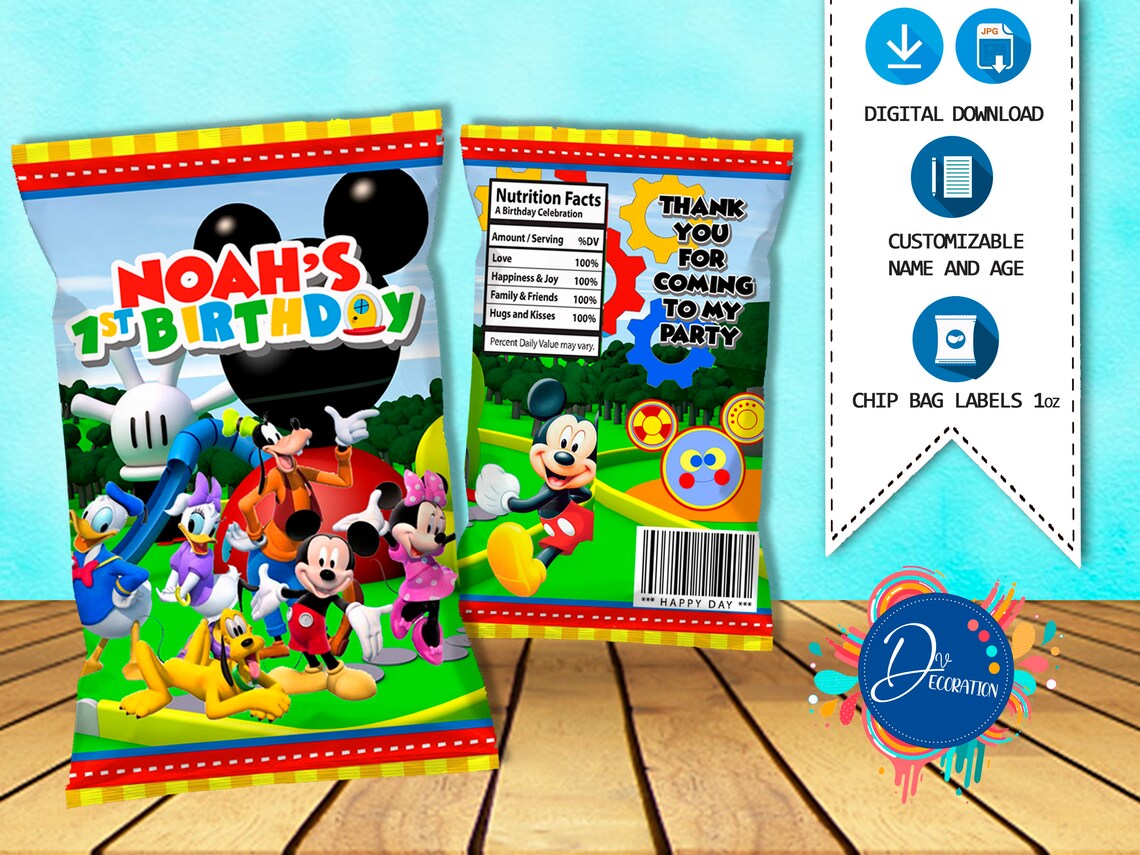 Mickey Mouse Clubhouse Pack 5 Labels for Birthday printable - Etsy