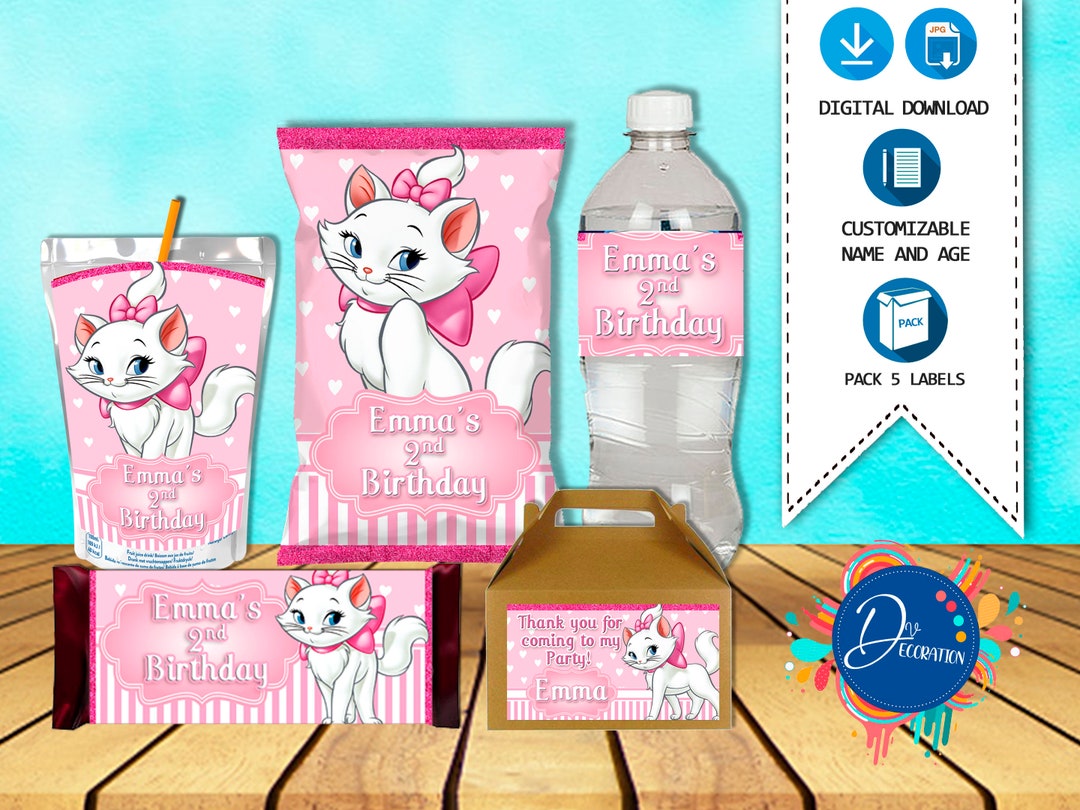 Marie Pack 5 Labels for Birthday -printable DIGITAL DOWNLOAD Chip Bag ...