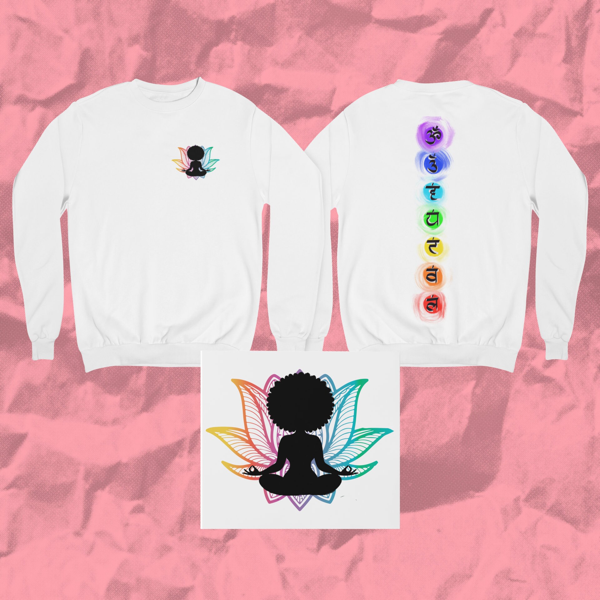 Afro Chakra Bliss: Lotus and Meditation Women's Heavy - Etsy