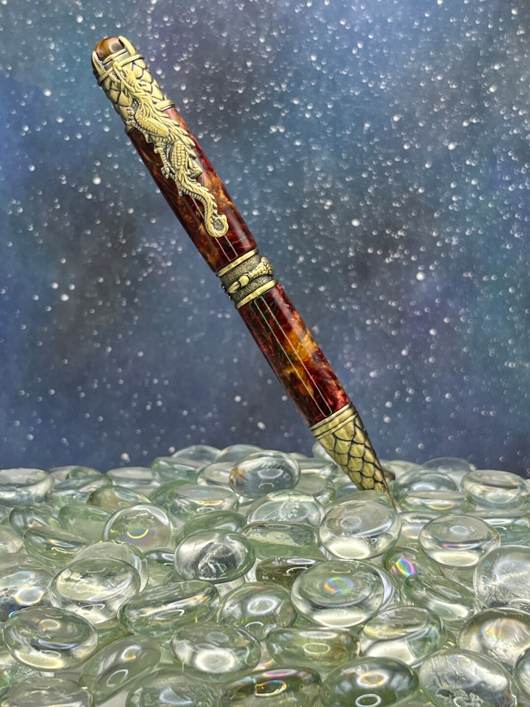 Dragon Twist Pen in Red and Brass - Etsy