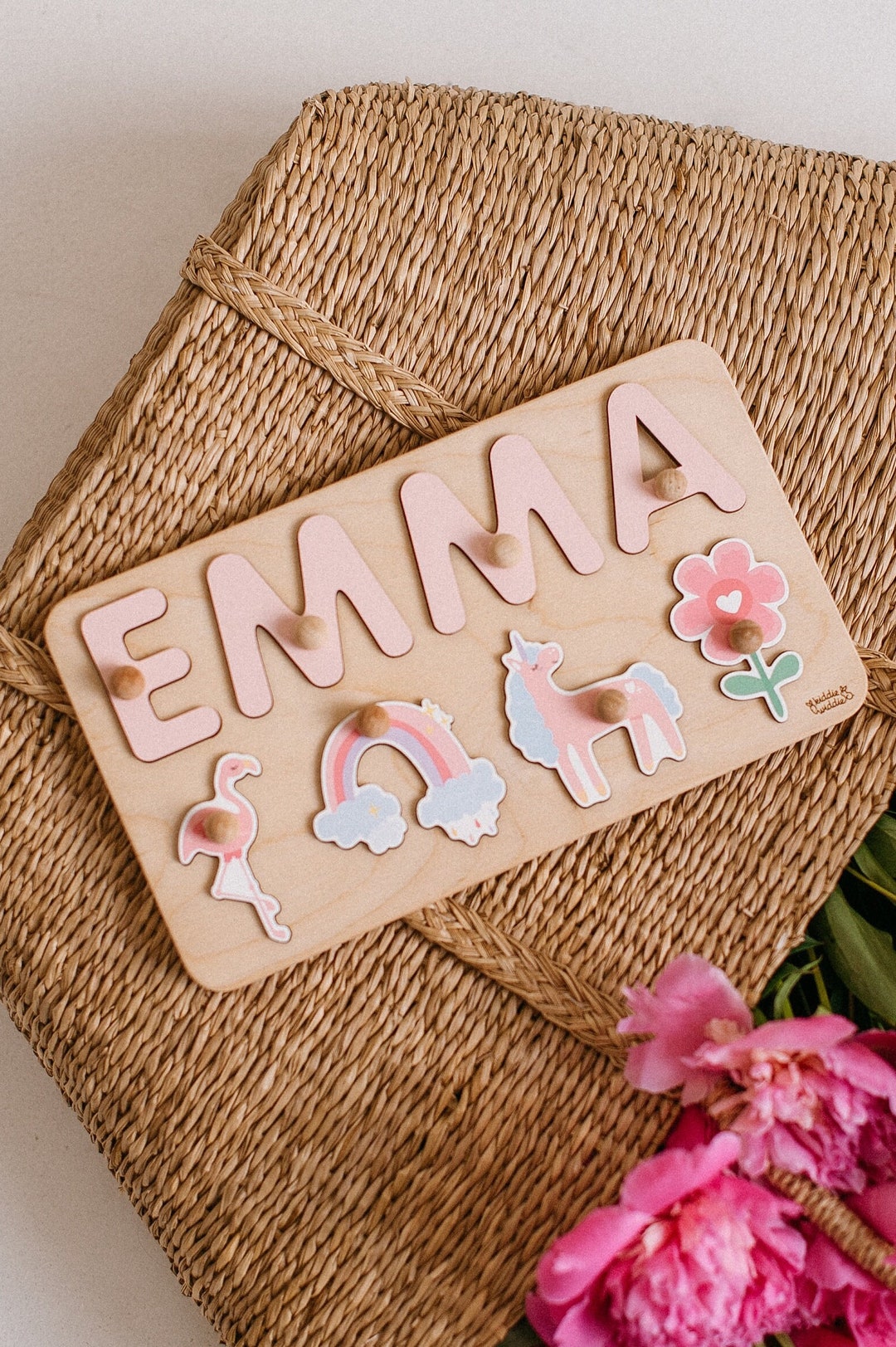 Personalized Name Puzzle: Princess Theme Wooden Toy, First Birthday ...