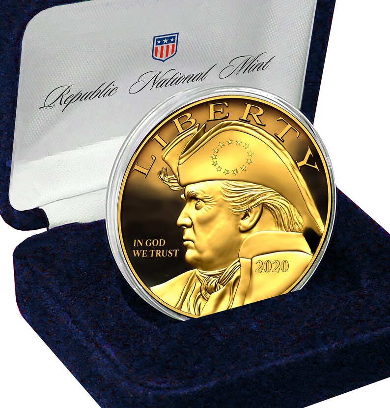 2020 Patriotic Trump Eagle 24K Gilded Gold Coin With Gift Box - Etsy