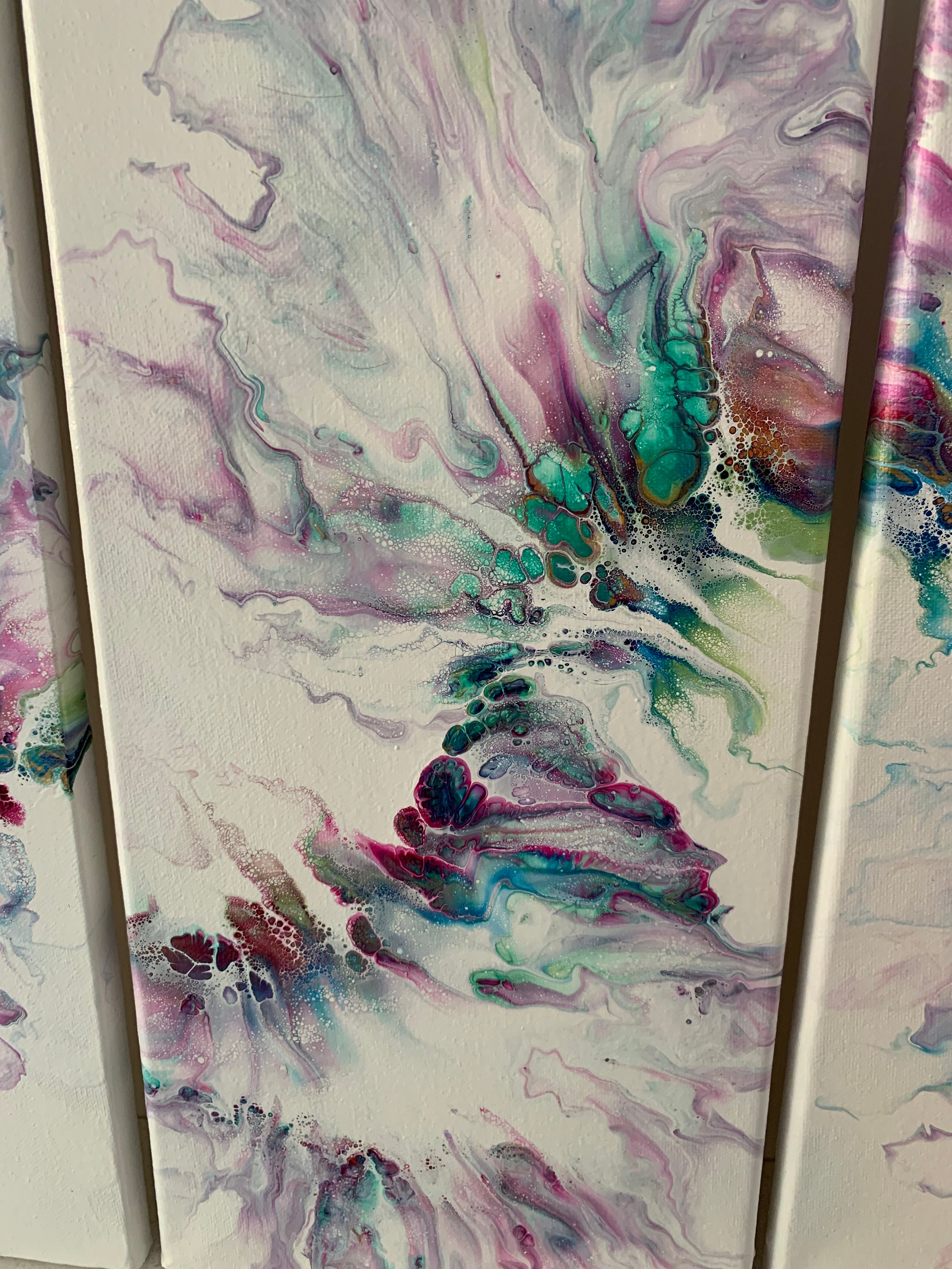 Springtime Triptych Abstract Painting on Three 8 X 20 Inch 20 X 50cm ...