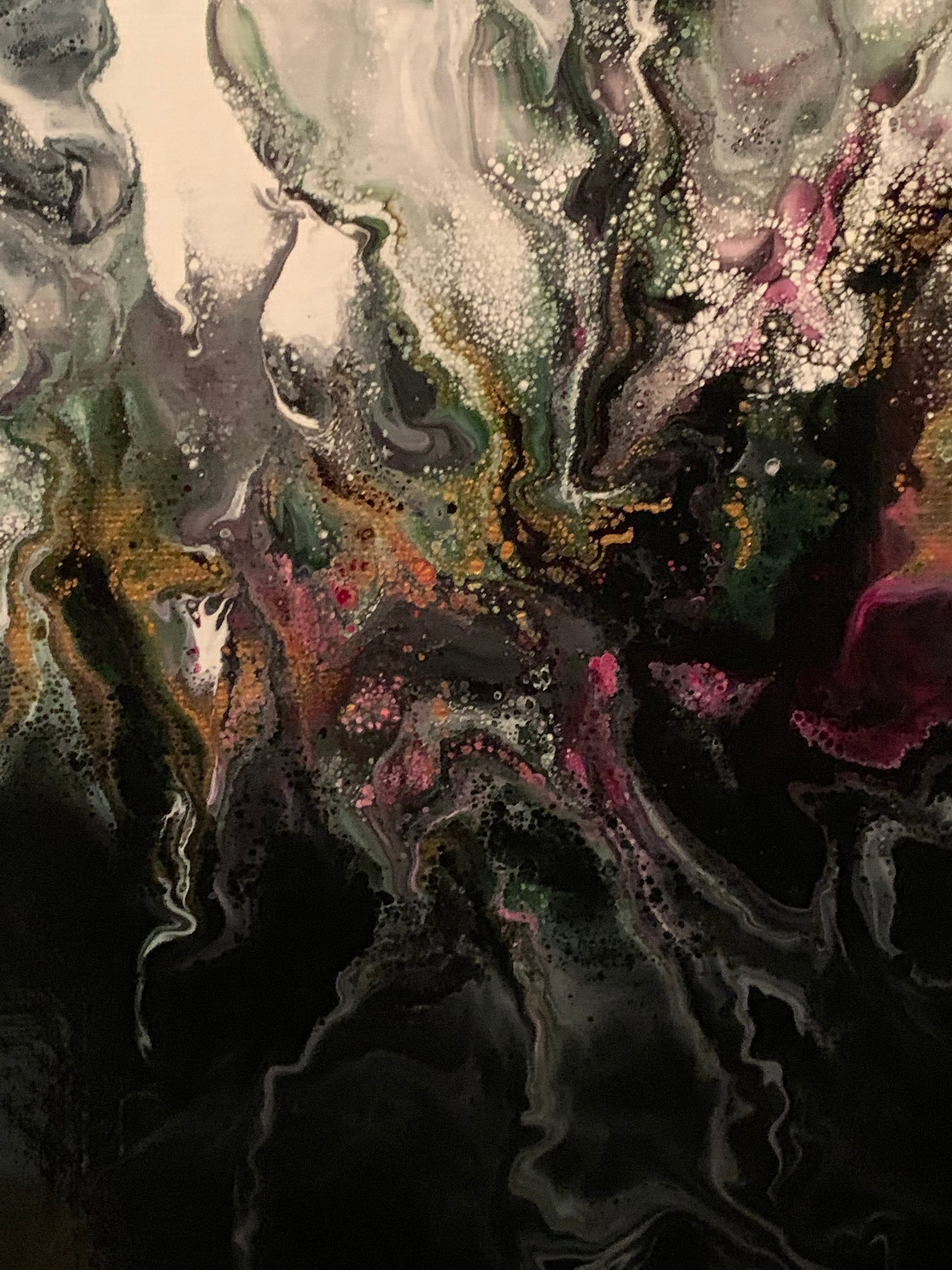 Chaos abstract painting 12 x 16 inches 30 x 40.5cm on a rectangular box ...