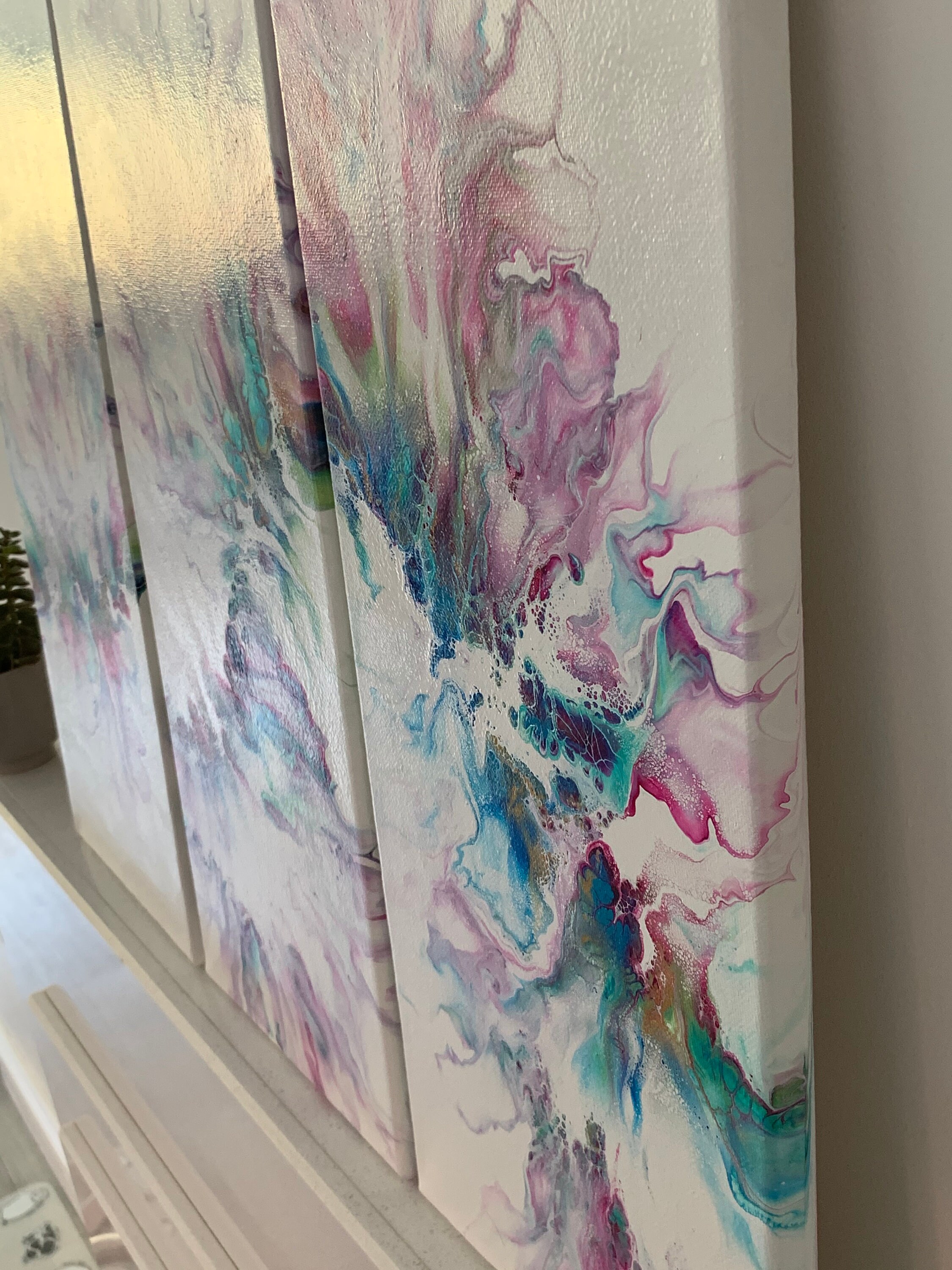 Springtime Triptych Abstract Painting on Three 8 X 20 Inch 20 X 50cm ...